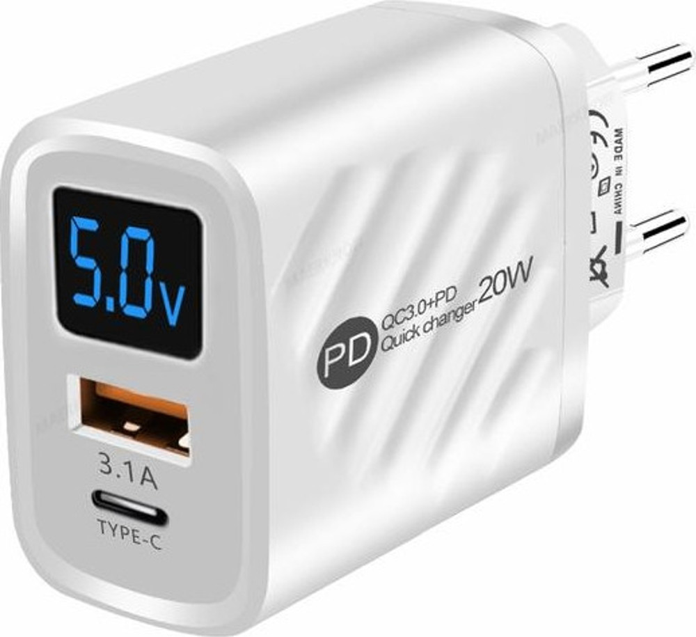 Zuidid LED Ekranlı 20W PD+USB Hızlı Şarj Adaptörü - idefix