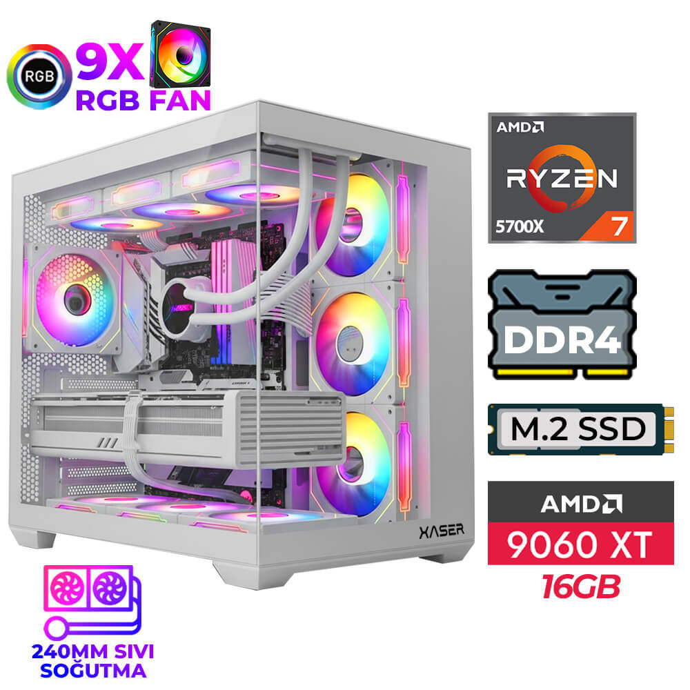 Xaser Lexus x741 Ryzen 7 5700X 32GB Ram 1TB M.2 NVMe SSD 16GB RX9060 XT ...