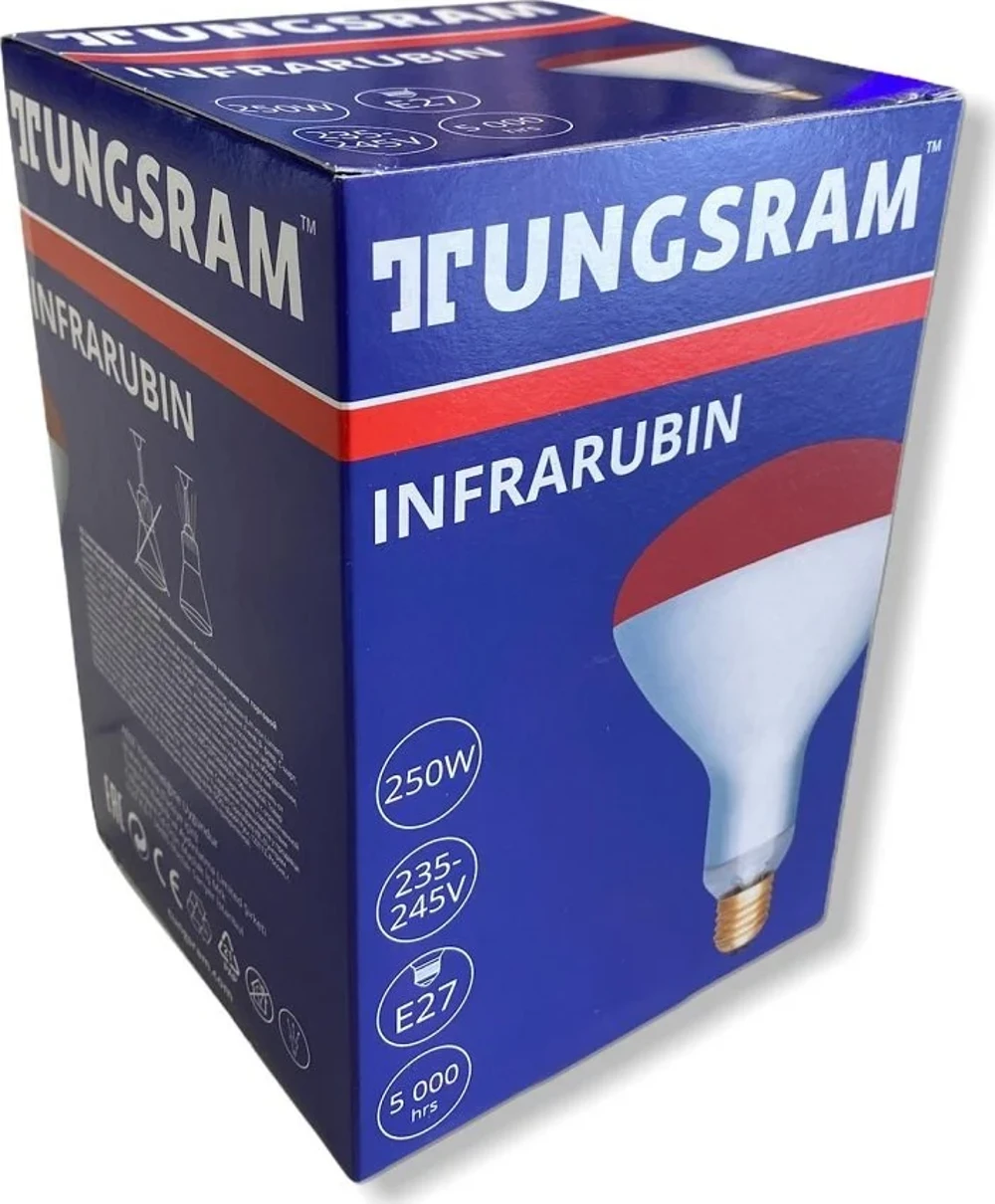 Tungsram İnfrared Isıtıcı Ampul Kırmızı 250 Watt - idefix