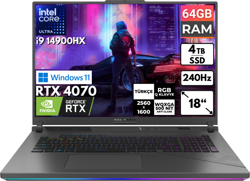 Asus ROG Strix G18 i9-14900HX 64 GB 4 TBSSD RTX4070 18" WQXGA Windows ...