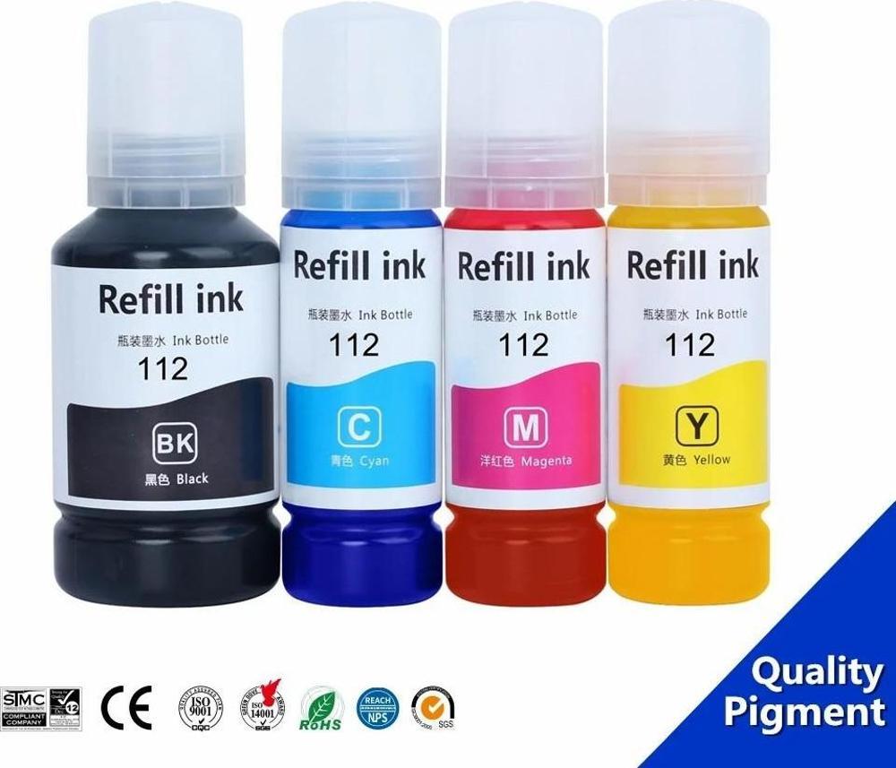 Photo Print Epson 112 1 Set 4 Renk Ithal Muadil Pigmentli Mürekkep Seti Siyah 127 ml - Renkliler ...