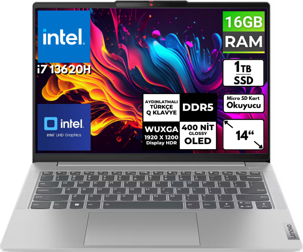 Lenovo IdeaPad Slim5 14IRL8 i7-13620H 16 GB 1 TBSSD 14" WUXGA Freedos Taşınabilir Bilgisayar ...