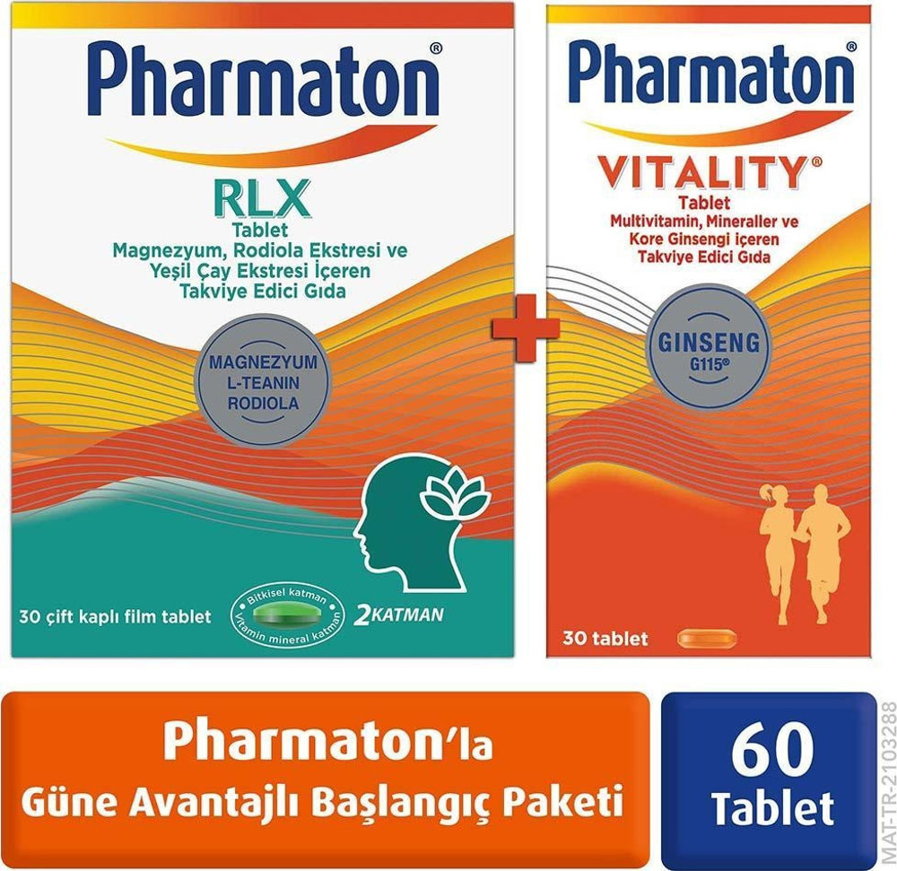 Pharmaton Vitality 30 Tablet & Pharmaton RLX, Enerji ve Rahatlama Paketi - idefix