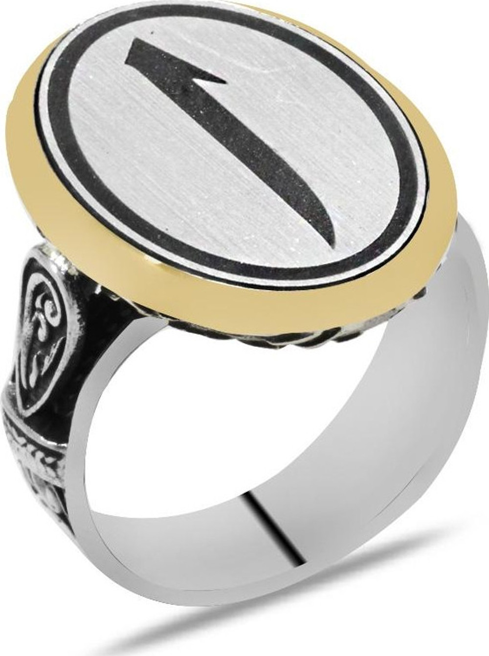 Arapça Elif Harfi Yazılı Minimal Oval Tasarım 925 Ayar Gümüş Erkek ...