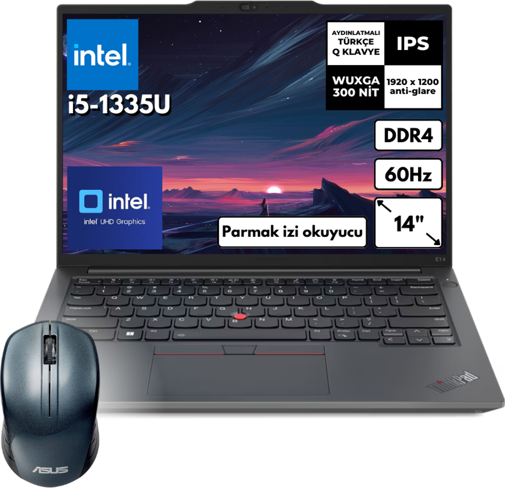 Lenovo Thinkpad E14 Gen5 i5-1335U 16 GB 512 GB SSD 14" WUXGA Windows 10 ...