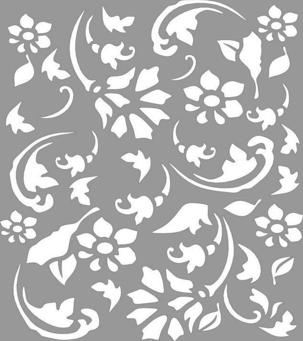 Floral Denise Stencil Boyama şablonu 30x30 cm, Duvar Stencil, Fayans ...