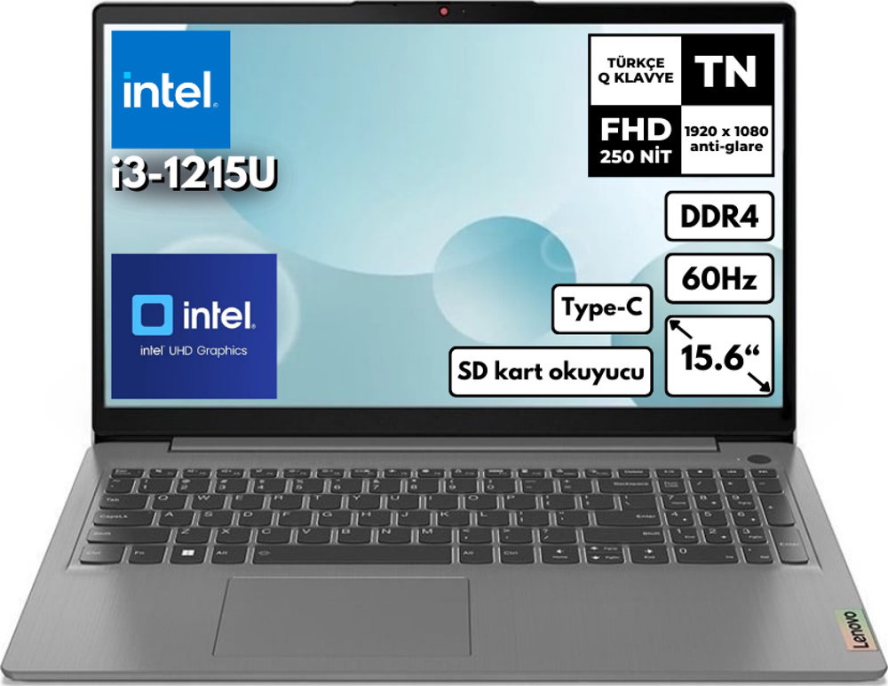 Lenovo IdeaPad 3 15IAU7 i3-1215U 12GB 2 TBSSD 15.6'' FHD Freedos Taşınabilir Bilgisayar ...