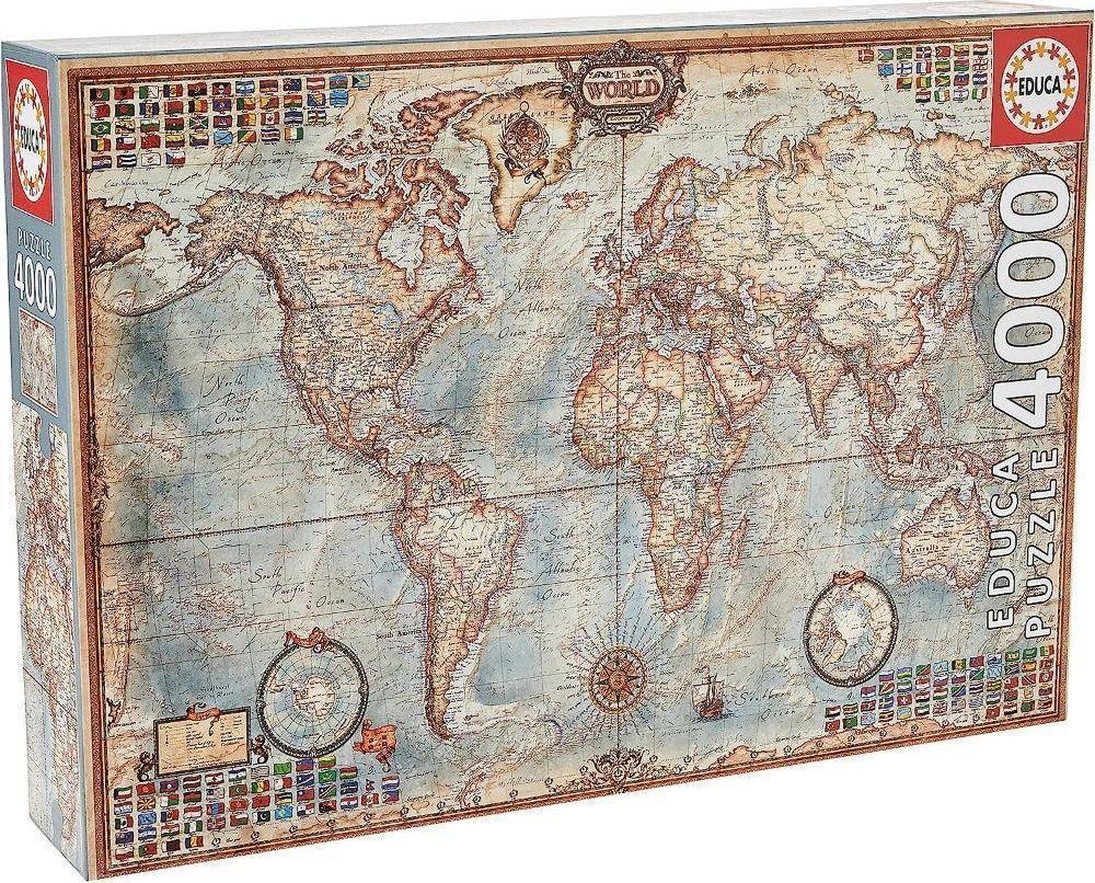Educa Puzzle THE WORLD EXECUTIVE MAP 14827 4000 lik - idefix