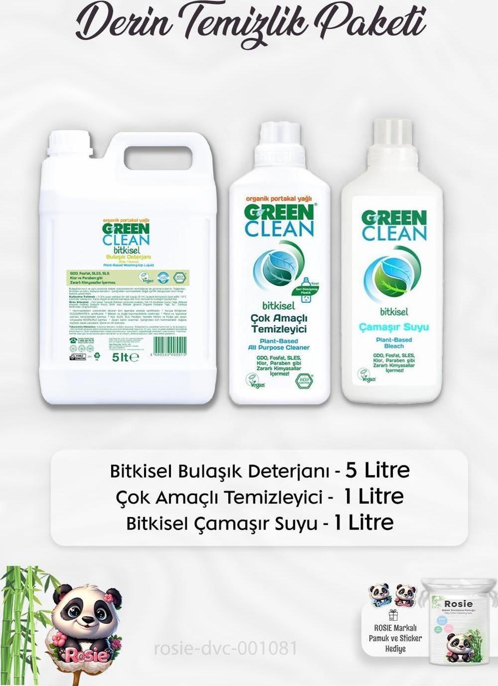 Green Clean Bulaşık Deterjanı 5 lt, Çamaşır Suyu 1lt, Çok Amaçlı ...