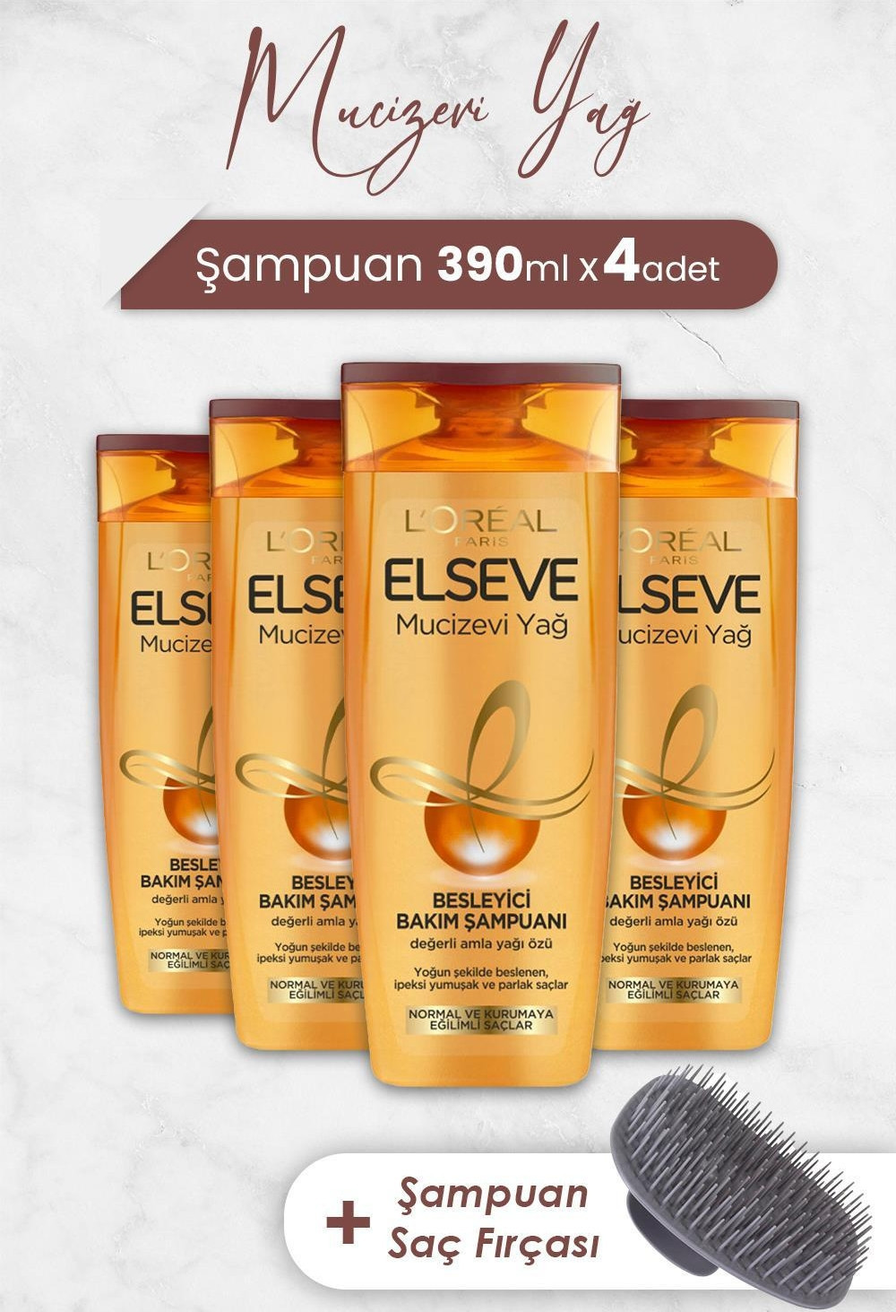 Elseve Mucizevi Yağ Besleyici Bakım Şampuanı Amla Yağı 390 ml x 4 Adet ...