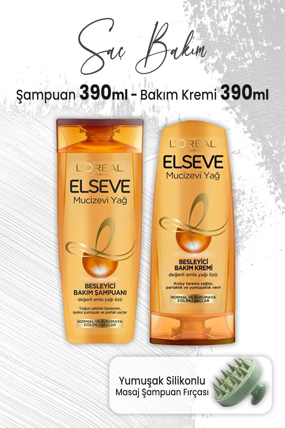 Elseve Mucizevi Yağ Şampuan Amla Yağı 390 ml, Bakım Kremi 390 ml ve ...