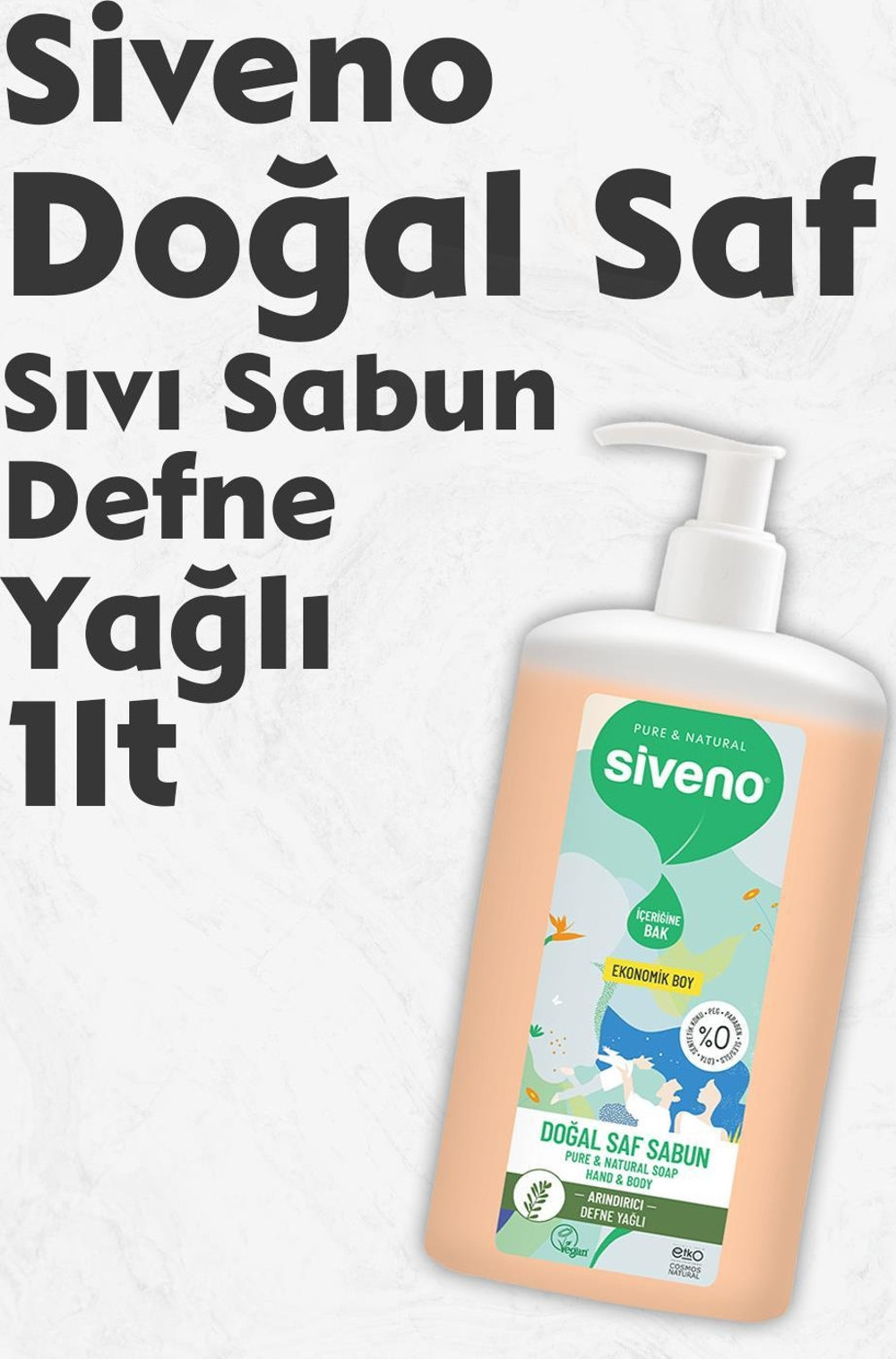 Siveno Doğal Saf Sıvı Sabun Defne Yağlı 1 lt - idefix