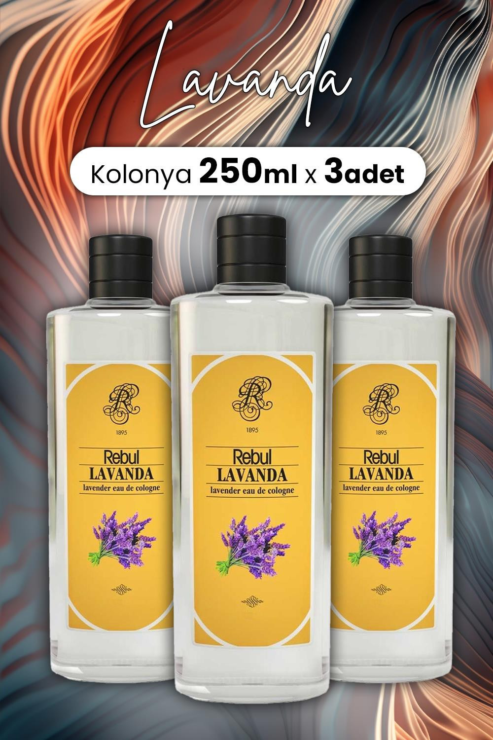Rebul Lavanta Cam Şişe Kolonya 250 ml x 3 Adet - idefix