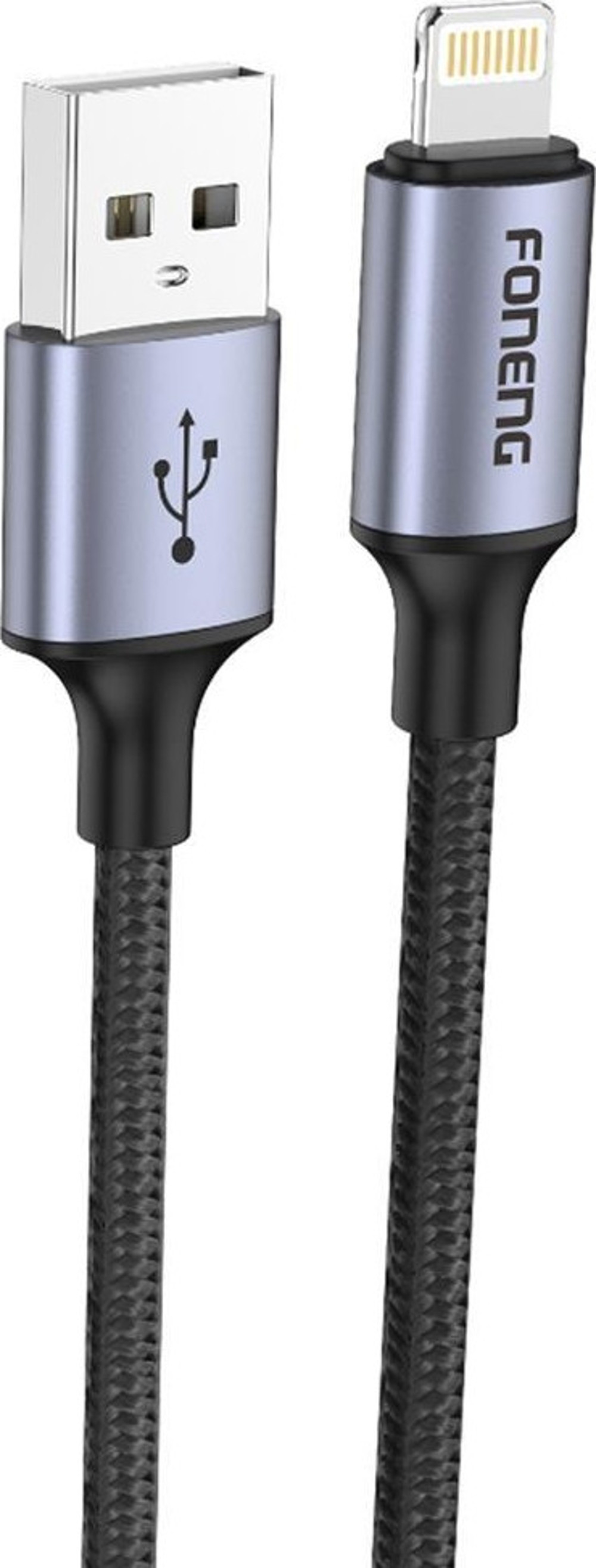 Foneng X95 3A Usb to Lightning Şarj Data Kablosu İp Örgülü 1,2m Siyah ...