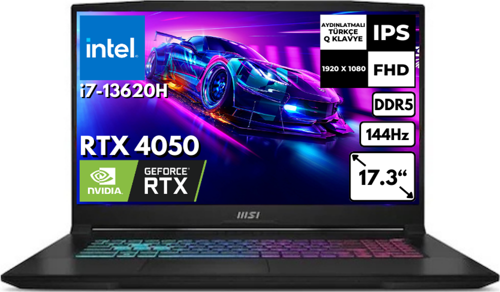MSI KATANA 17 i7-13620H 32-GBDDR5 4 TBSSD 6GB RTX4050 144Hz FHD 17.3 ...