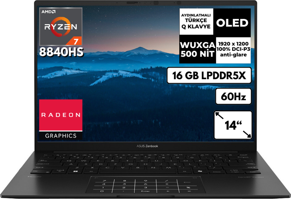 ASUS Zenbook 14 Ryzen 7-8840HS 16-GBDDR5 1 TBSSD 14" OLED FHD Windows ...