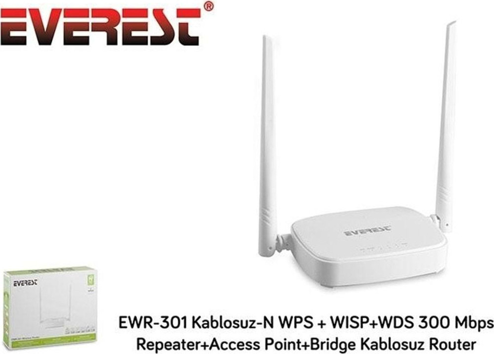 Everest EWR-301 Kablosuz-N WPS+WISP+WDS Access Point Router 300Mbps ...