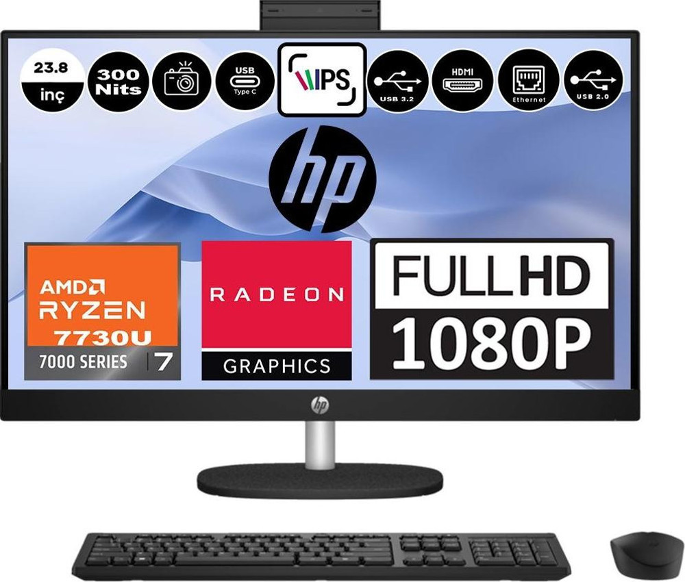 Hp 24-CR0013NT Amd Ryzen 7 7730U 16GB 512GB SSD Windows 11 Pro Radeon ...