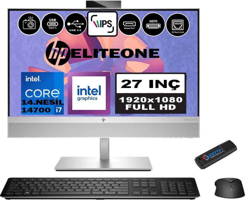 Hp Eliteone 870 G9 14.nesil Intel® Core I7 14700 64GB Ddr5 512GB SSD ...