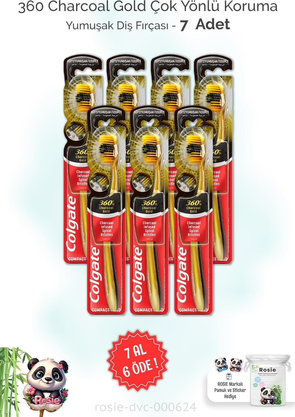 7 AL 6 ÖDE Colgate 360 Charcoal Gold Çok Yönlü Koruma Yumuşak Diş ...