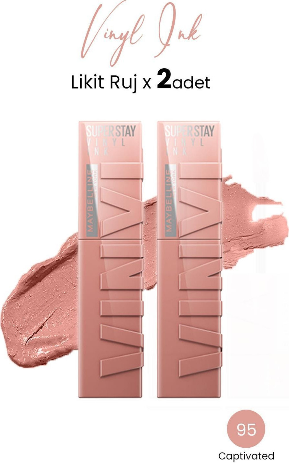 Maybelline New York Super Stay Vinyl Ink Likit Ruj 95 Captivated x 2 ...