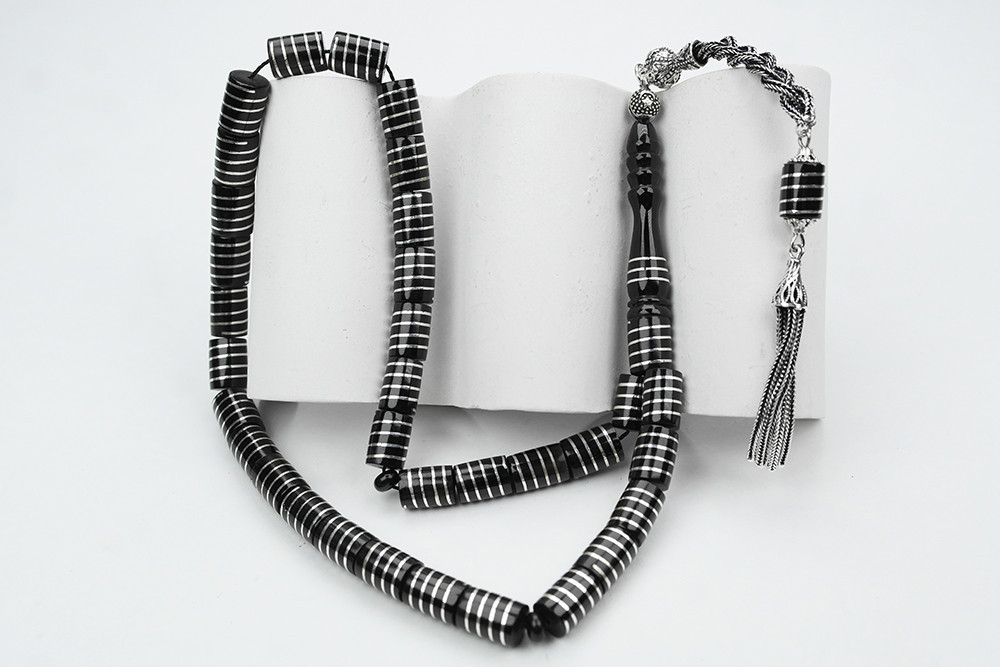 Oltu Taşı Kesme Model Burgu Vida İşlemeli Tespih - idefix