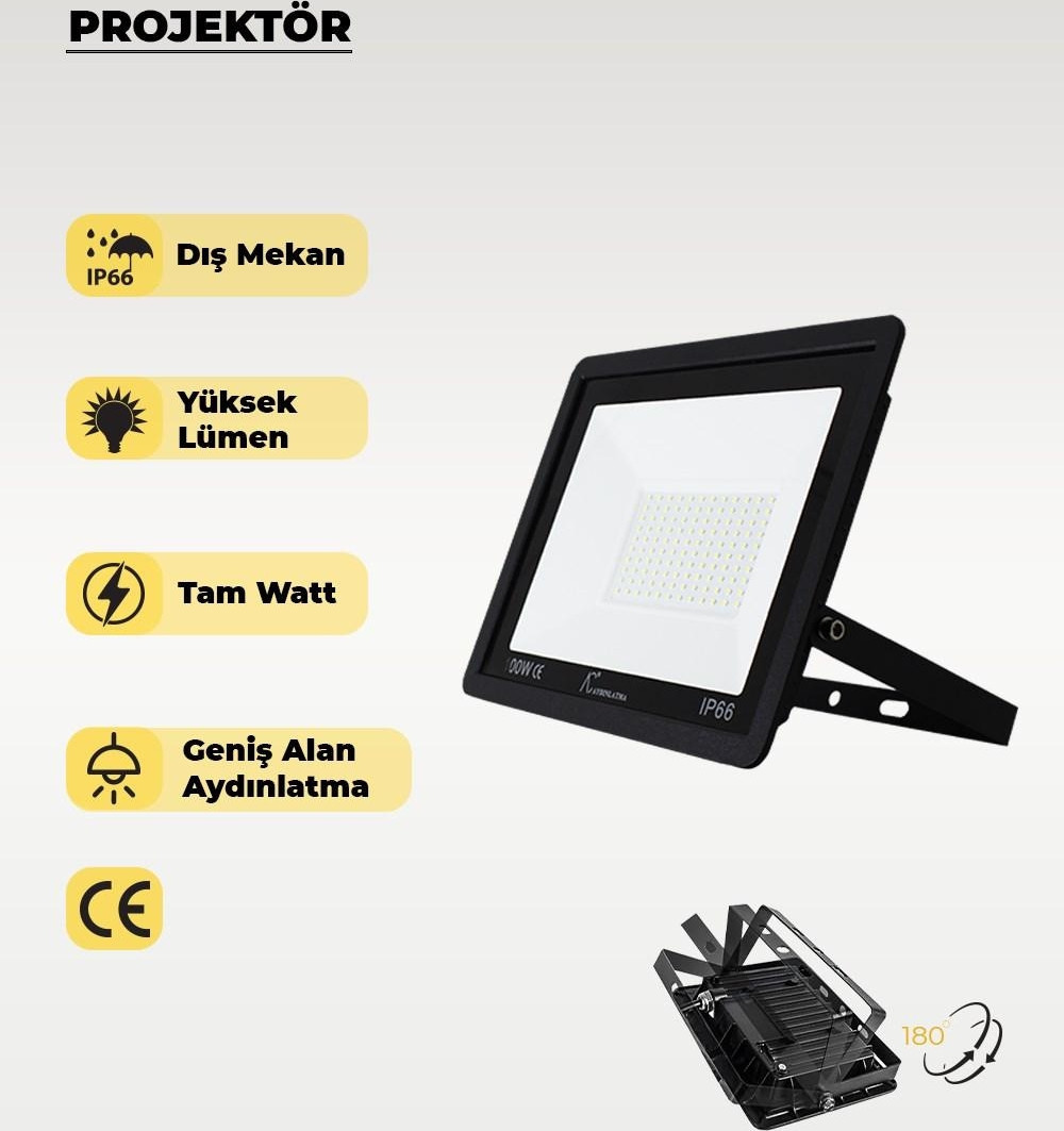 200W Led Projektör Beyaz Işık - idefix