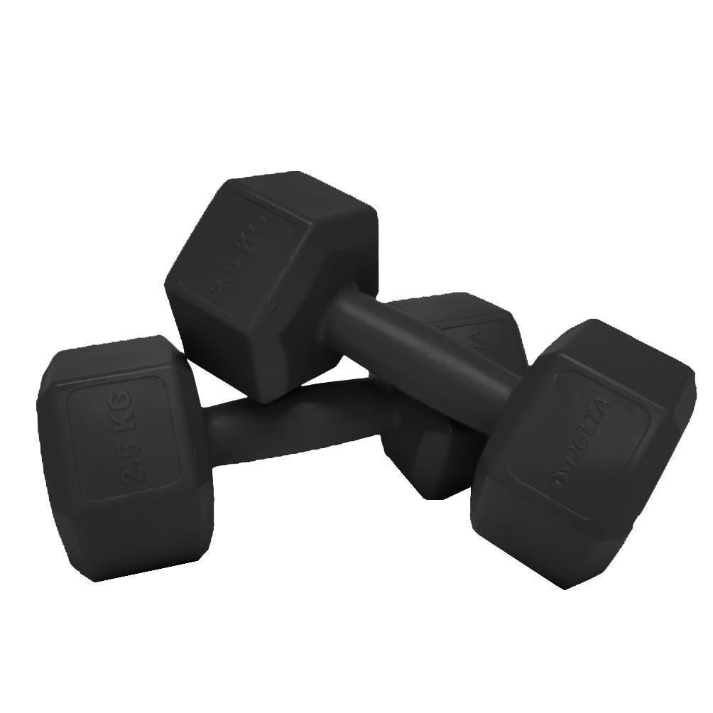 Delta 2,5 Kg x 2 Adet Köşeli Siyah Plastik Dambıl Ağırlık Seti - idefix