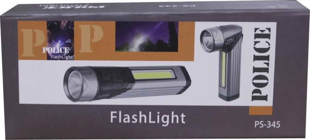 Polıce PS-345 Şarj Göstergeli,Aydınlatma Işıklı,90 Derece Oynar Başlıklı Şarjlı El Feneri - idefix