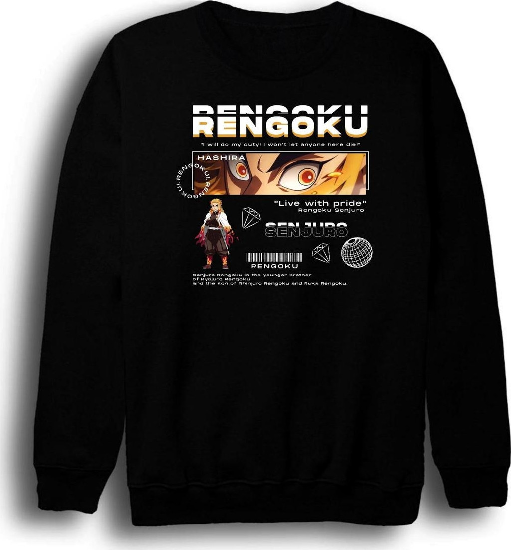 Fame-Stoned Demon Slayer Kyojuro Rengoku Baskılı Unisex %100 Pamuk ...