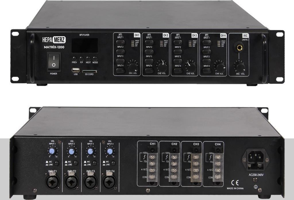 Midex Matrix-1200 4 Bölgeli Matrix Mikser Amfi 4x300W (1200W) - idefix