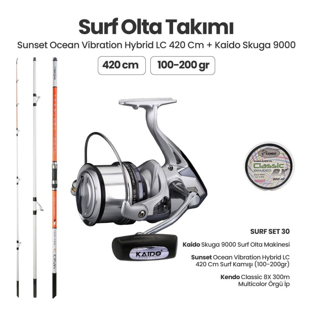 Sunset Ocean Vibration Hybrid LC 420 Cm Surf Kamışı - Kaido Skuga 9000 ...