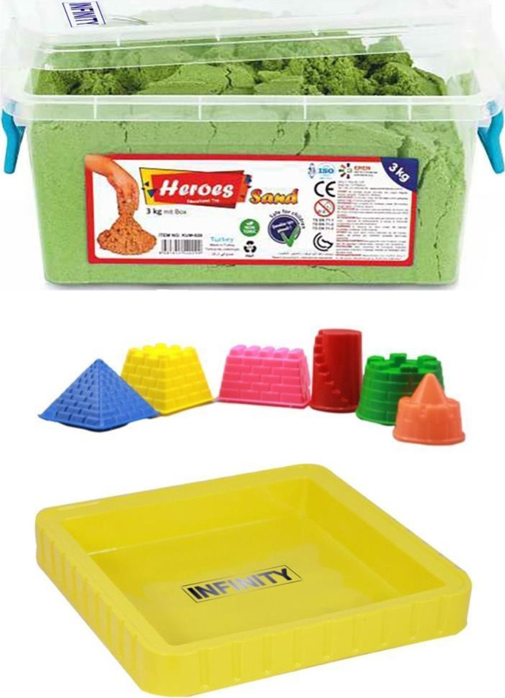 Heroes Kinetik Kum 3000 Gr. KUM- 029 + Büyük Kum Havuzu ve Kale Kum ...