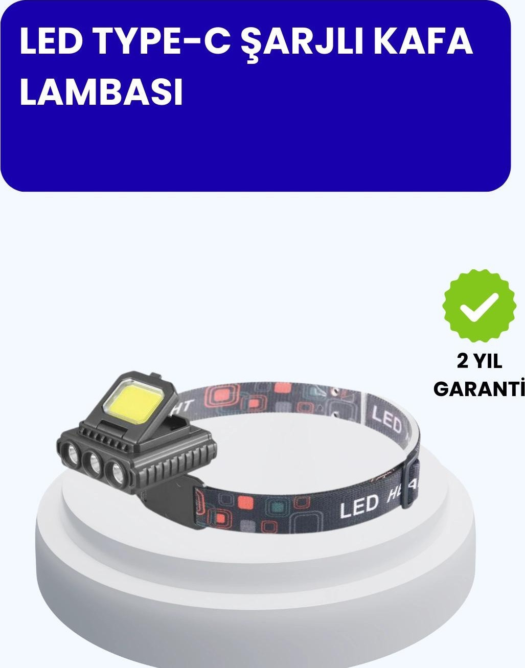 800 Lumen LED Kafa Lambası COB ve XPE Led Type C Şarjlı Ayarlanabilir ...