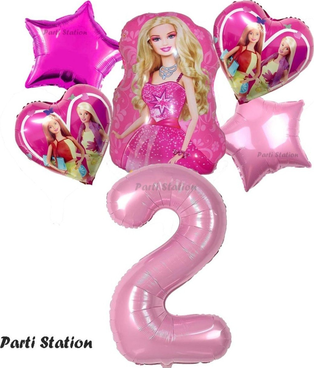 Parti Station Barbie Folyo Balon Set Barbie Kalp Pembe 2 Yaş Balon Set ...