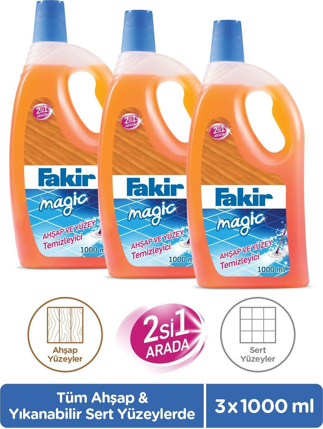 Fakir Magic 2 Si 1 Arada Ahşap Ve Yüzey Temizleyici 1000 Ml X 3 Adet ...