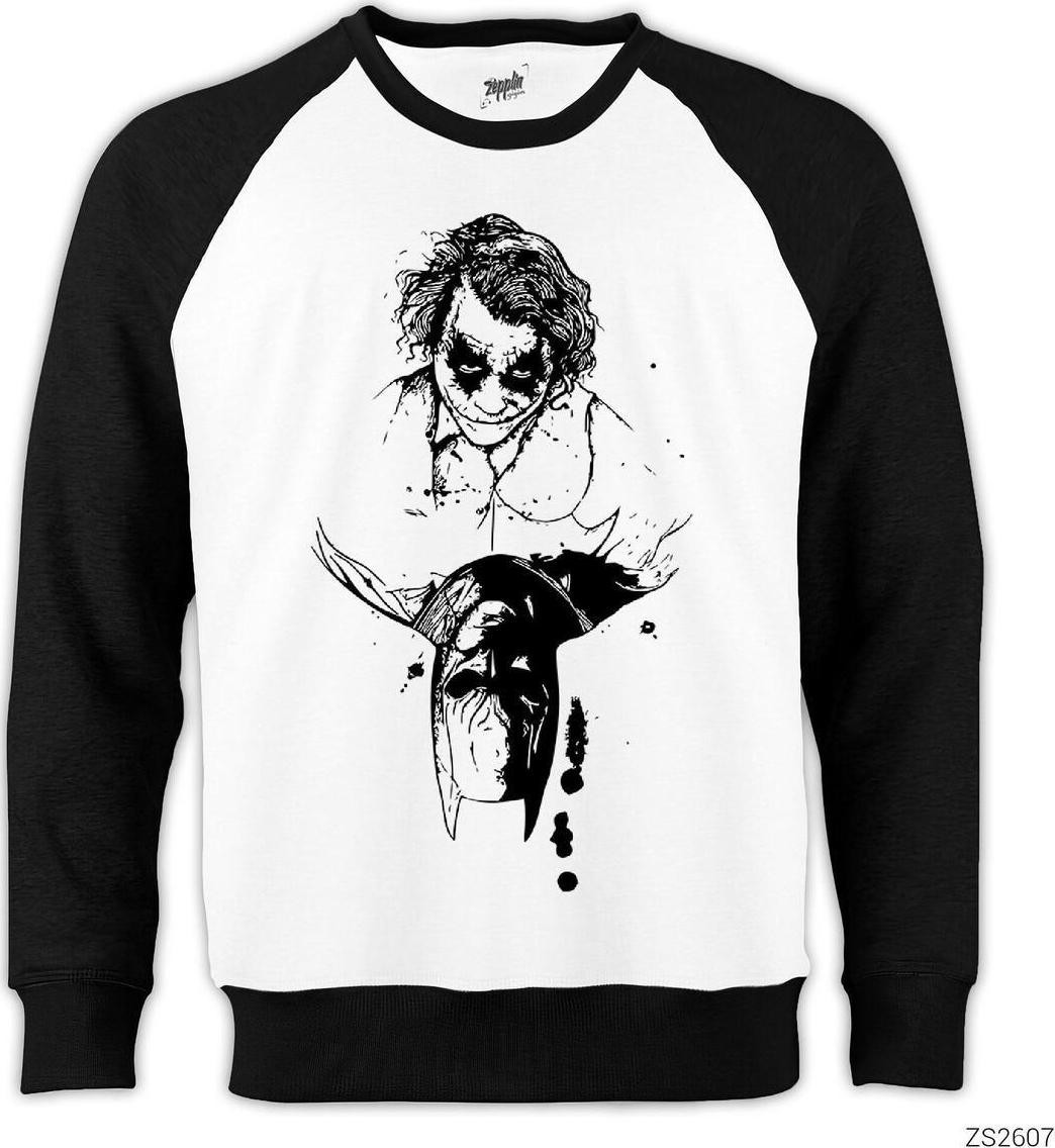 Crowsgate Batman Vs Joker Reglan Kol Beyaz Sweatshirt - idefix