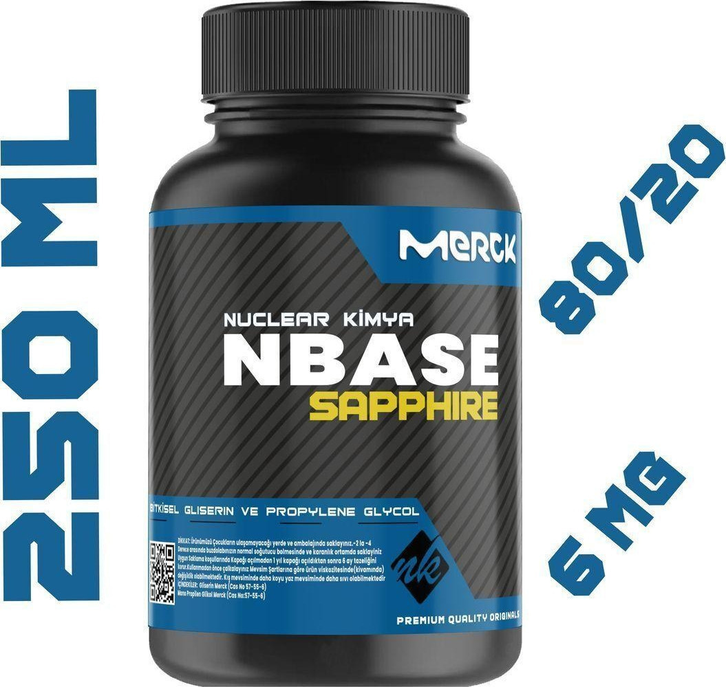 Sapphire 3M Base 250 ml Vg Pg 80-20 6 Mg/ml Bitkisel Gliserin Base E422 - idefix
