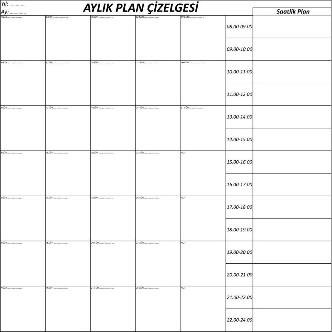 Aylık Planlayıcı Manyetik Duvar Stickerı Takvim Plan Çizelgesi - idefix