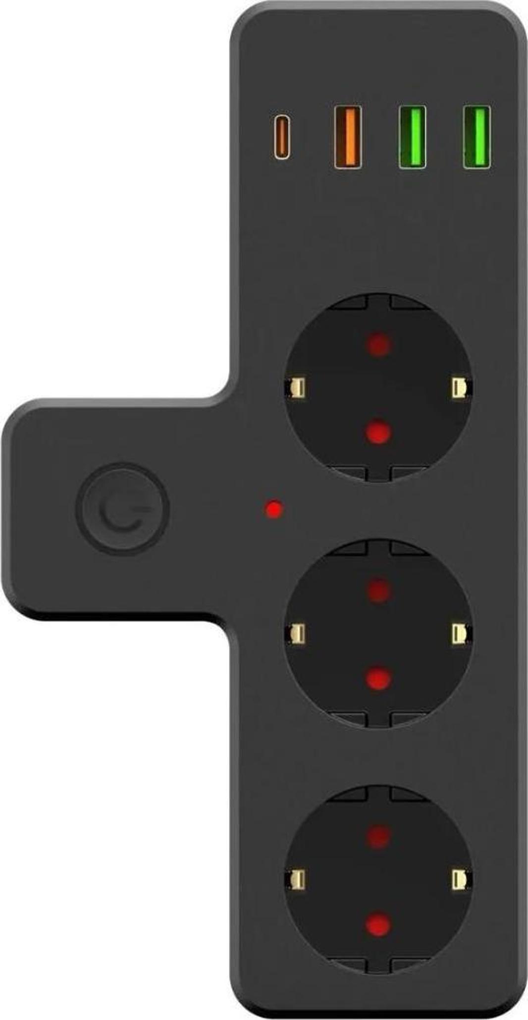 Zuidid FTR-12 3'lü Termal Akım Korumalı Priz 3 USB + 1 Type-C 20W PD ...