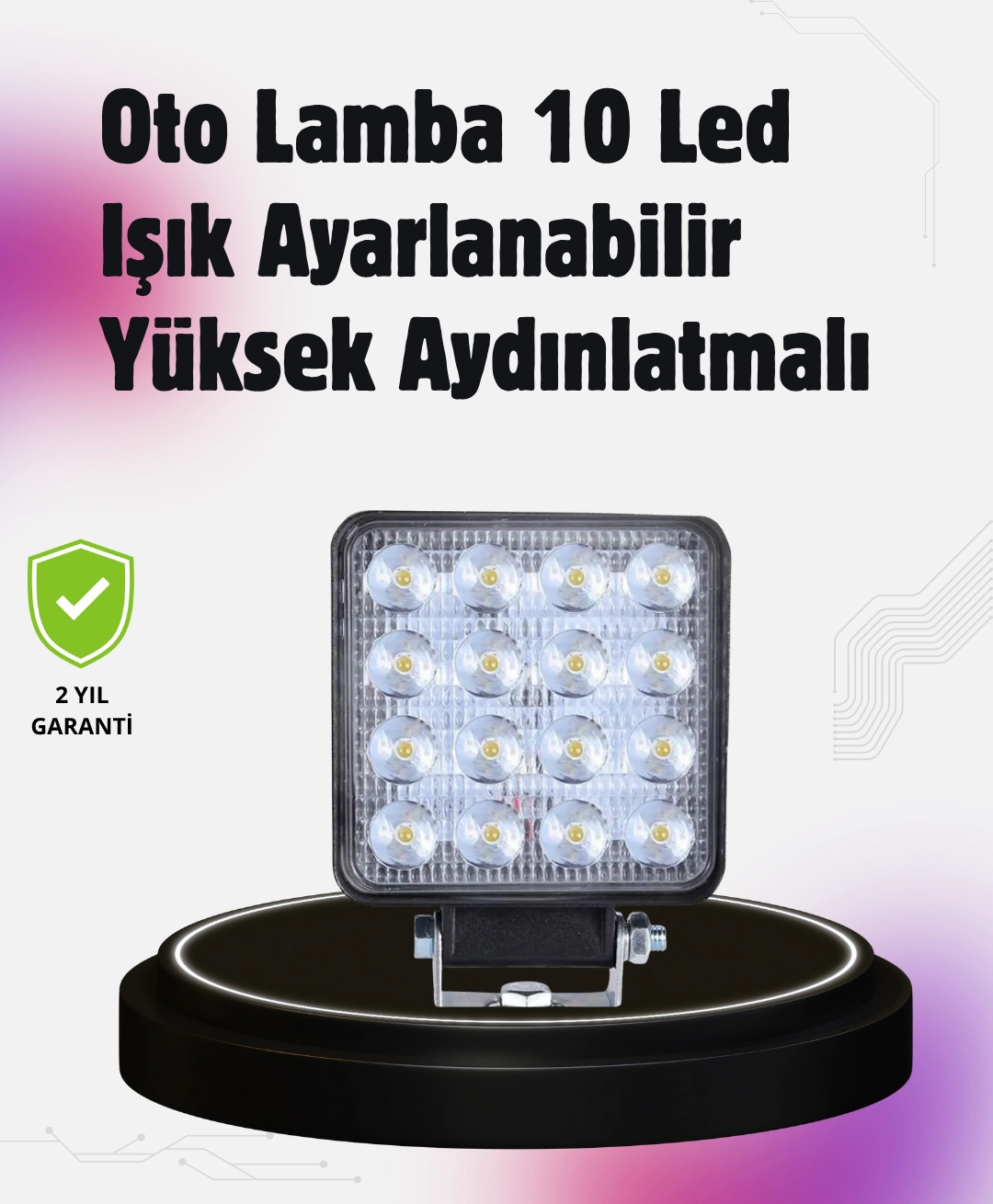 16 LED Beyaz Işık Far | Uzun Ömürlü, Enerji Verimli, Geniş Aydınlatma Açısı