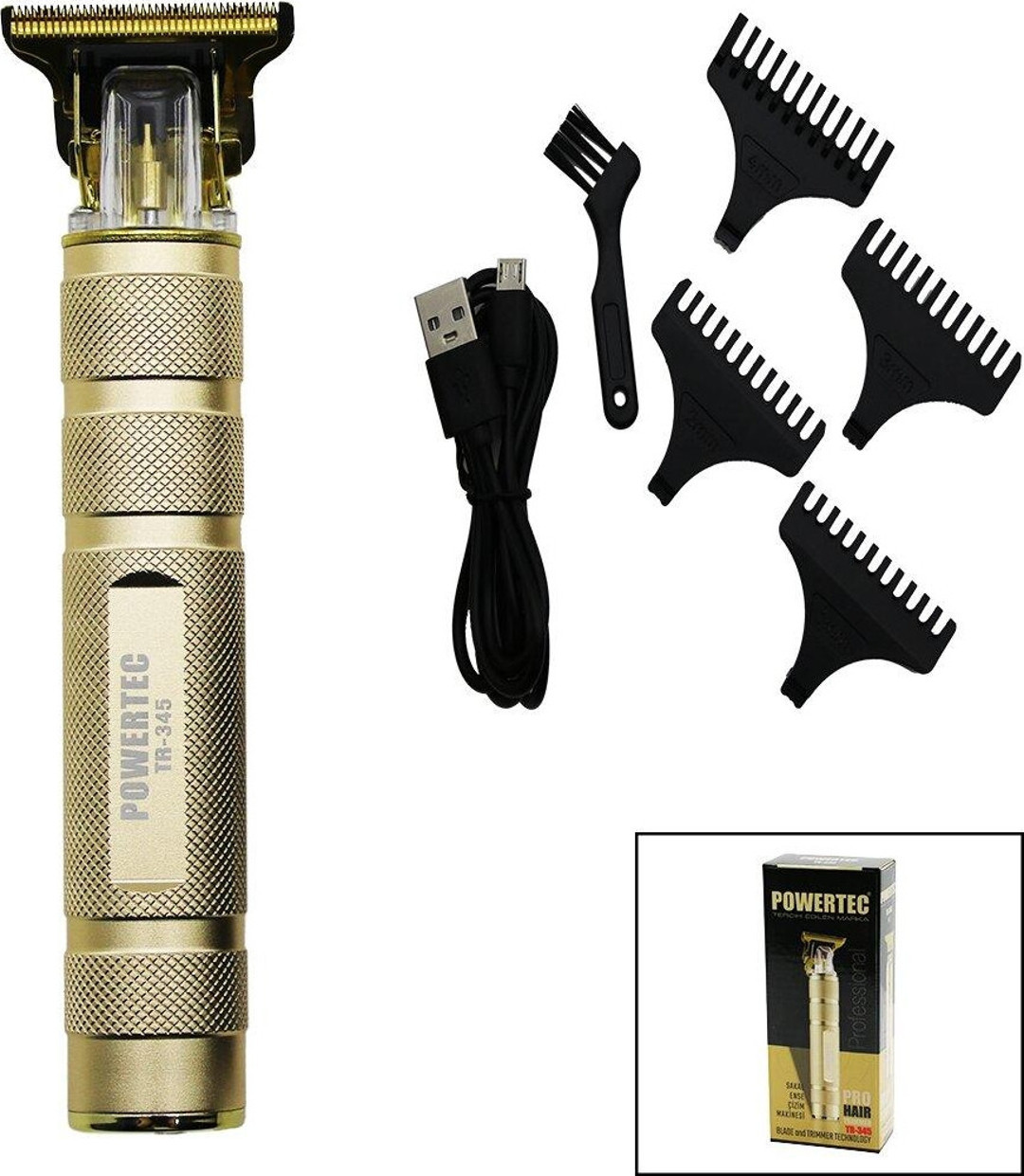 Findit KOMPLE GOLD METAL USB ŞARJLI ENSE ÇİZİM - SAÇ SAKAL KESME TRAŞ ...