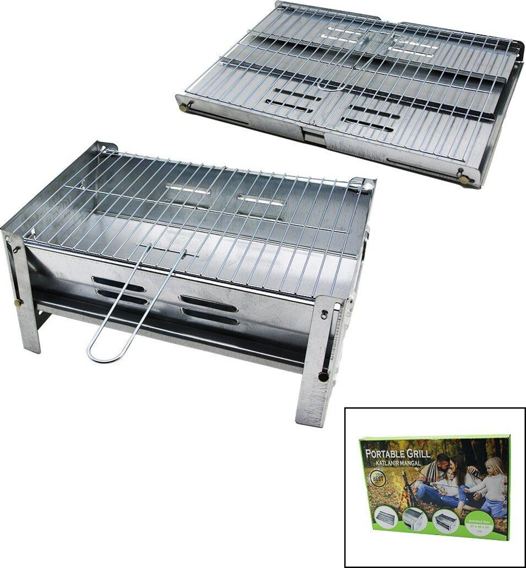 Findit PORTABLE GRILL KOMPLE KATLANIR PORTATİF - PRATİK GALVANİZ METAL ...