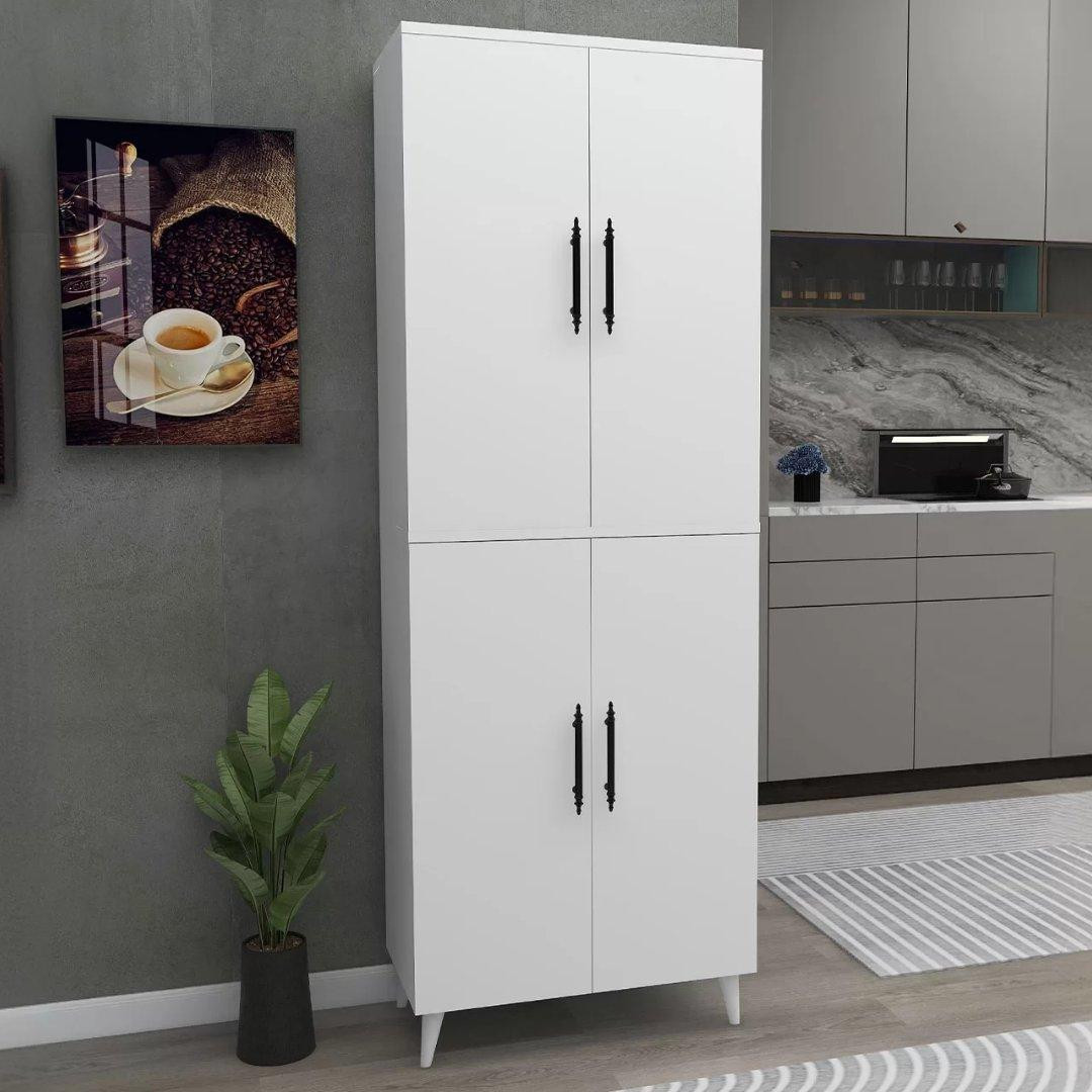 Reyo Home Enda 6 Raflı 4 Kapaklı Çok Amaçlı Dolap Beyaz - idefix
