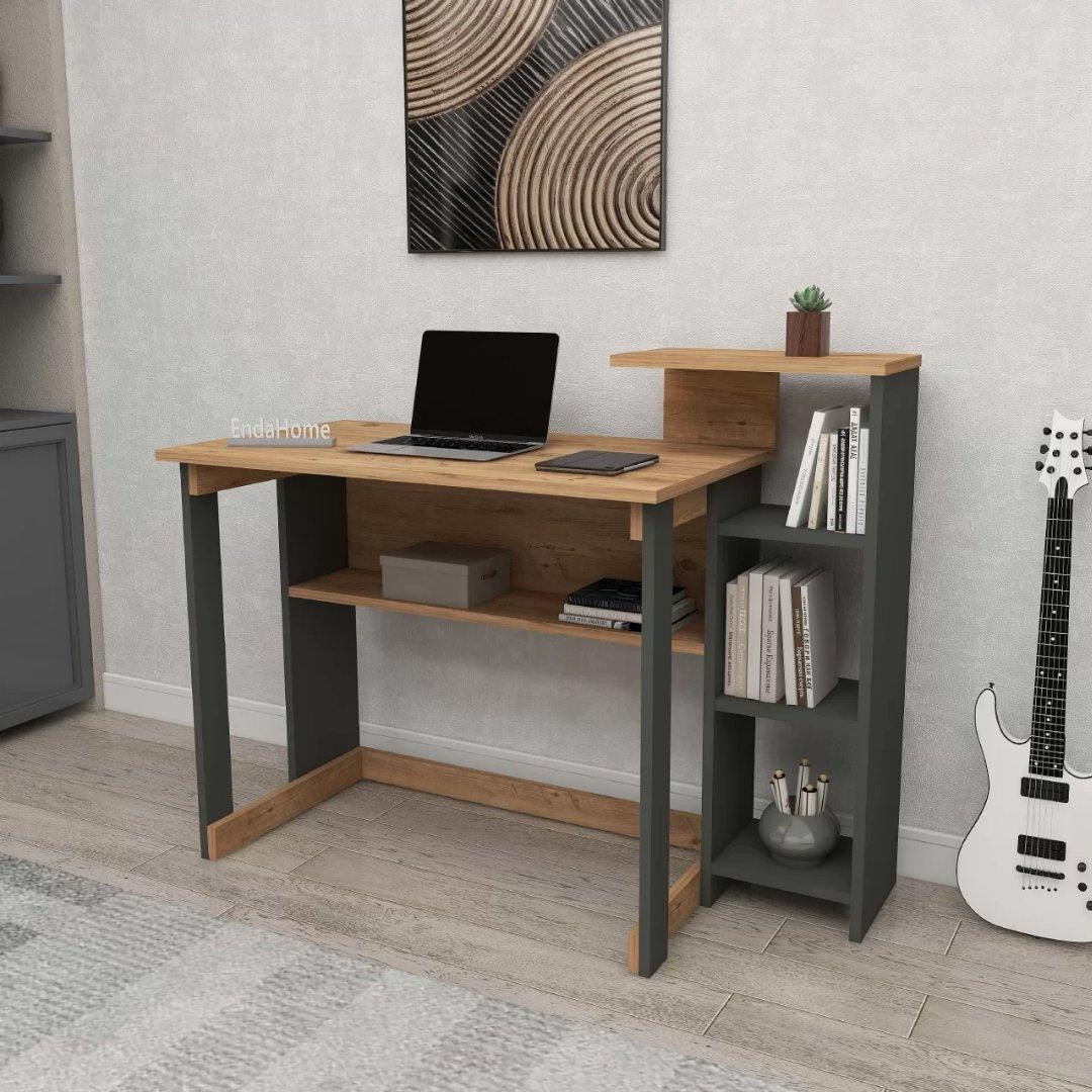 Reyo Home Enda SAYE 5 Raflı Kitaplıklı Çalışma Masası Atlantik Çam ...