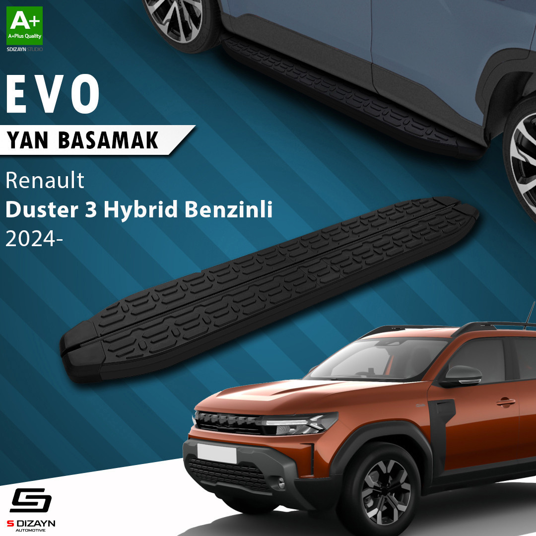 S-Dizayn Renault Duster 3 Hybrid Benzinli Evo Siyah Yan Basamak 183 Cm ...
