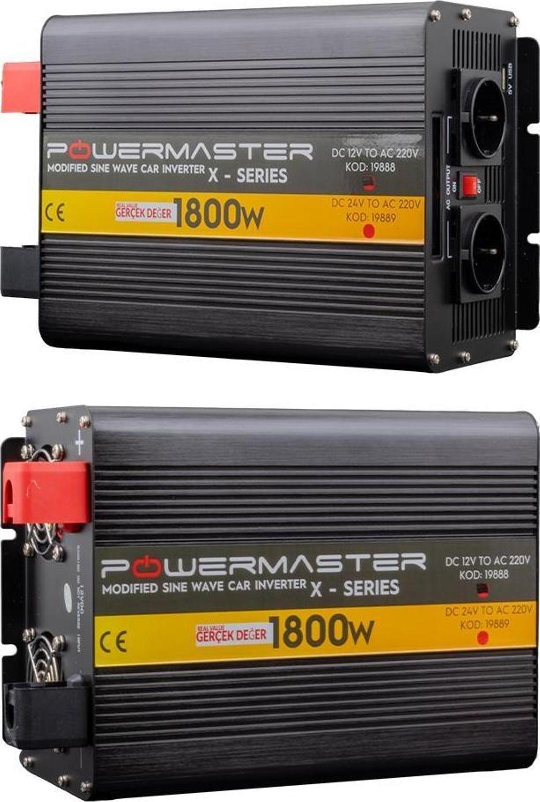Powermaster 12 V Volt 1800 W Watt Modifiye Sinüs İnverter 12-220 V ...