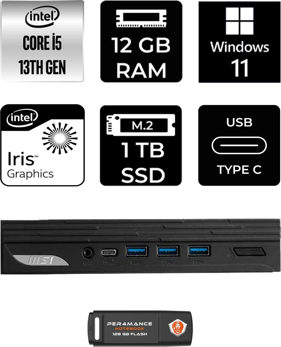 Msı Pro Dp10 Intel Core İ5 1340P 12Gb 1Tb Ssd W11H Mini Pc & Per4 Usb ...