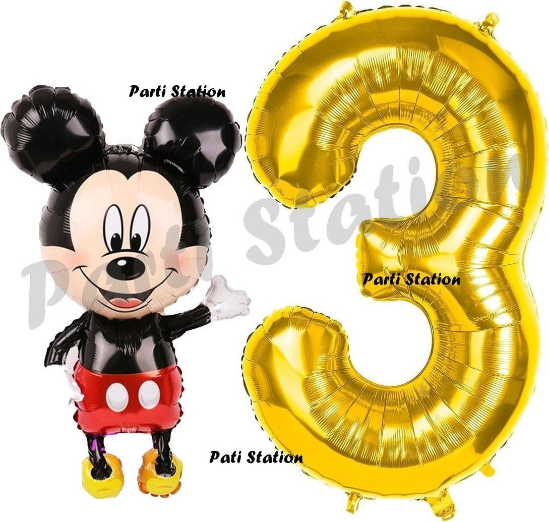 Parti Station Mickey Mouse Balon 3 Yaş Doğum Günü Set Mickey Mouse ...