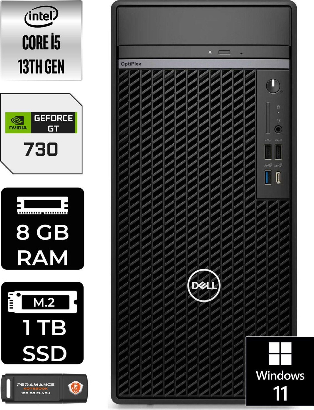 Dell Optıplex 7010 En010O7010403 İ5 13500 8Gb Ram 1Tb Ssd Gt730 W11P ...